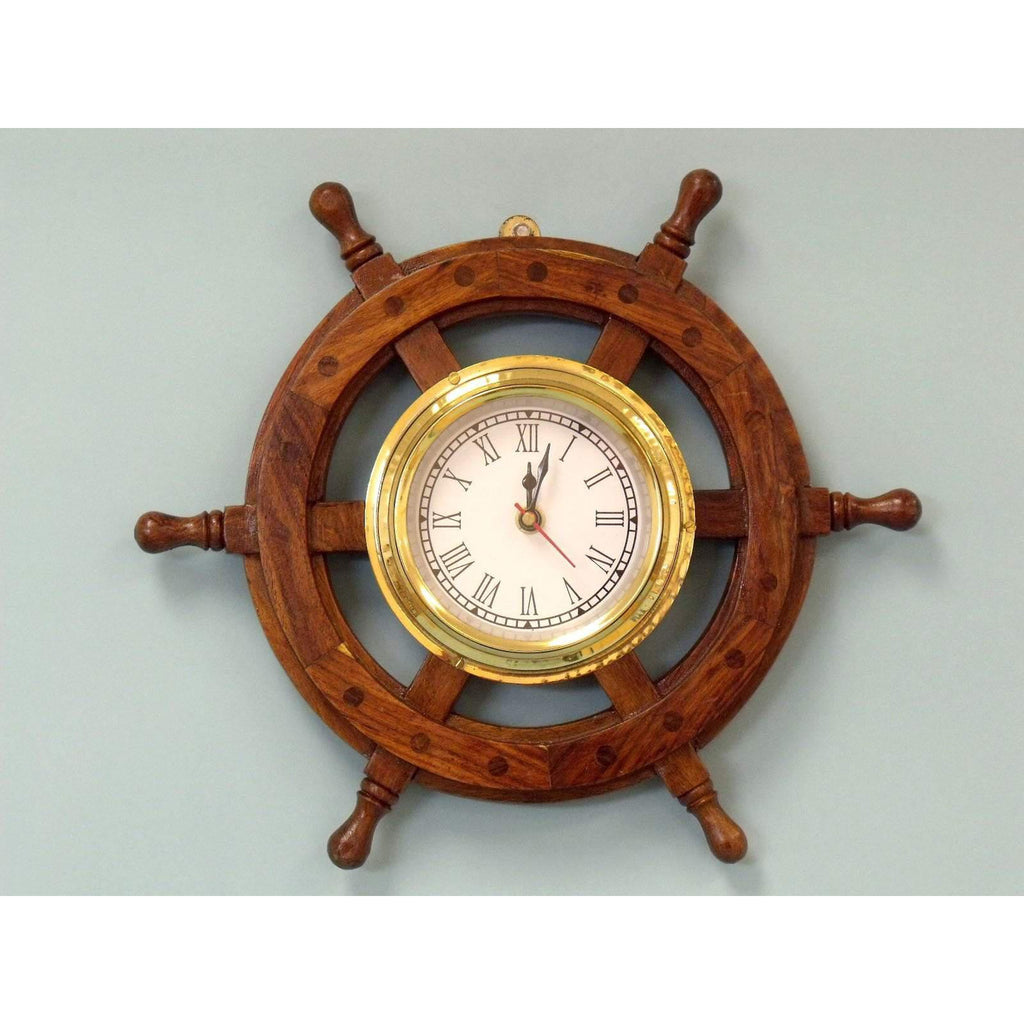 Deluxe Class Wood And Brass Ship Wheel Clock 12" – Adama Model Ships