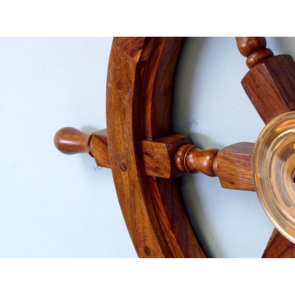 Buy Deluxe Class Wood and Brass Decorative Ship Wheel 30" – Adama Model ...